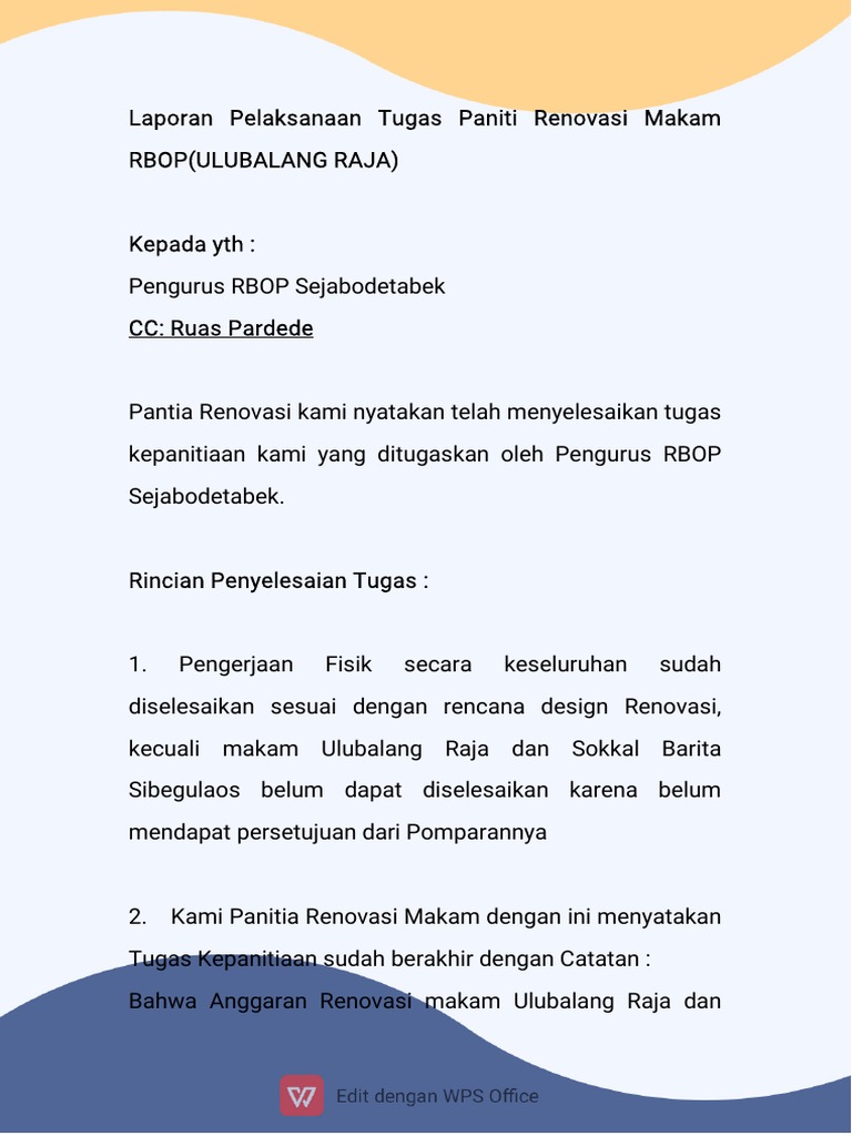 Laporan Renovasi Makam Rbop | PDF