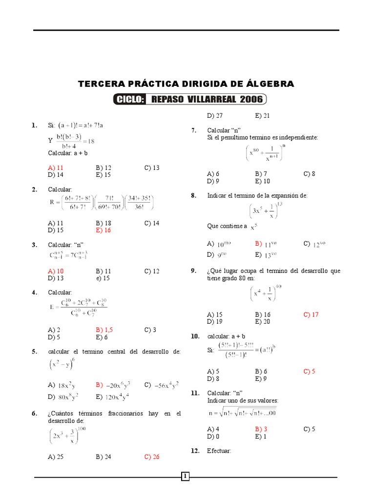 Ejercicios de Álgebra: Práctica 3 | PDF