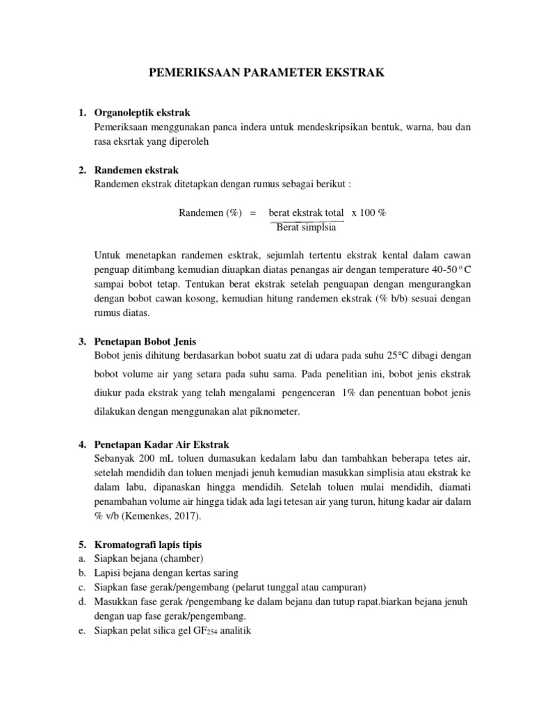 Pemeriksaan Parameter Ekstrak | PDF
