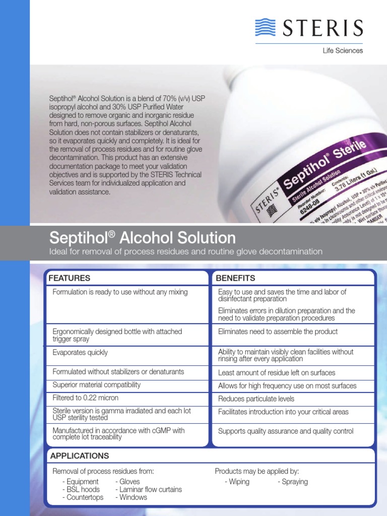 STERIS Septihol-Alcohol-Solution Overview LS454ENA | PDF | Disinfectant ...