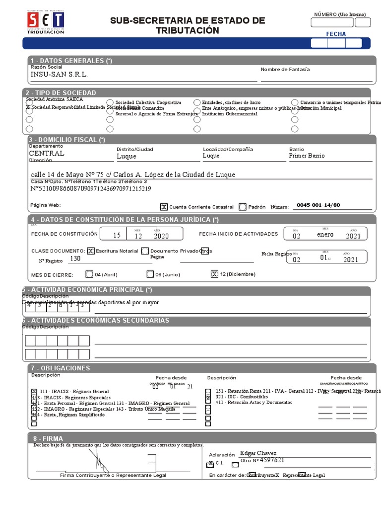 Solicitud de Inscripcion Formulario 605 | PDF | Business | Empresas