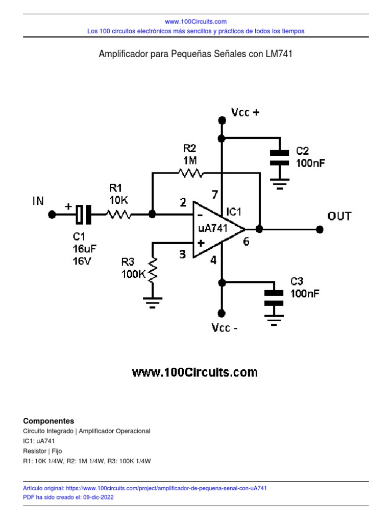 Amplificador de Pequena Senal Con UA741 | PDF | Amplificador | Amplificador operacional