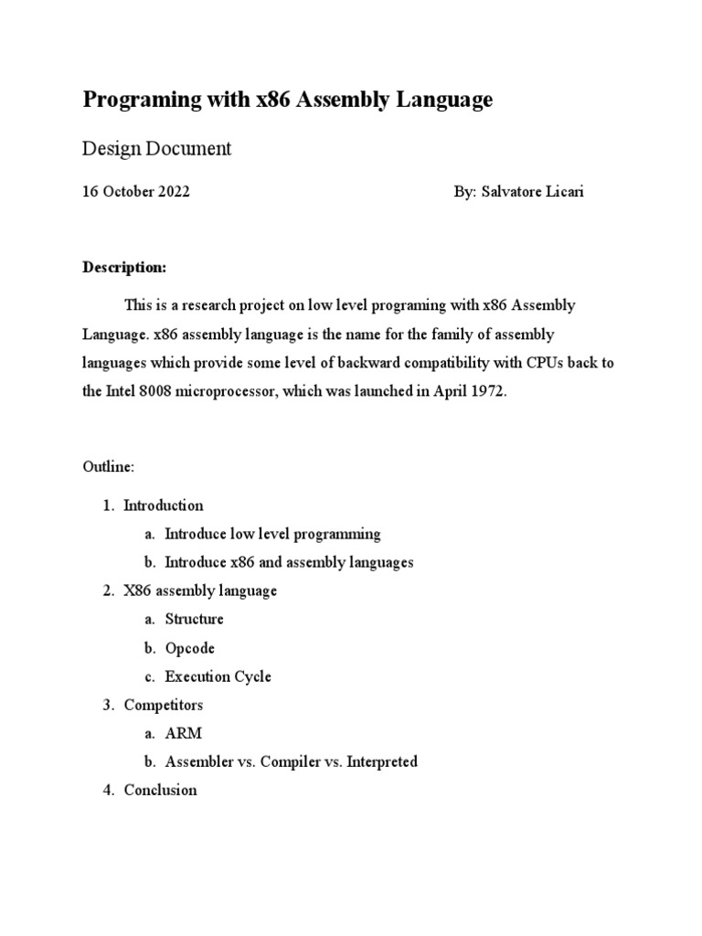 Programing With x86 Assembly Language | PDF Programing With x86 Assembly Language | PDF