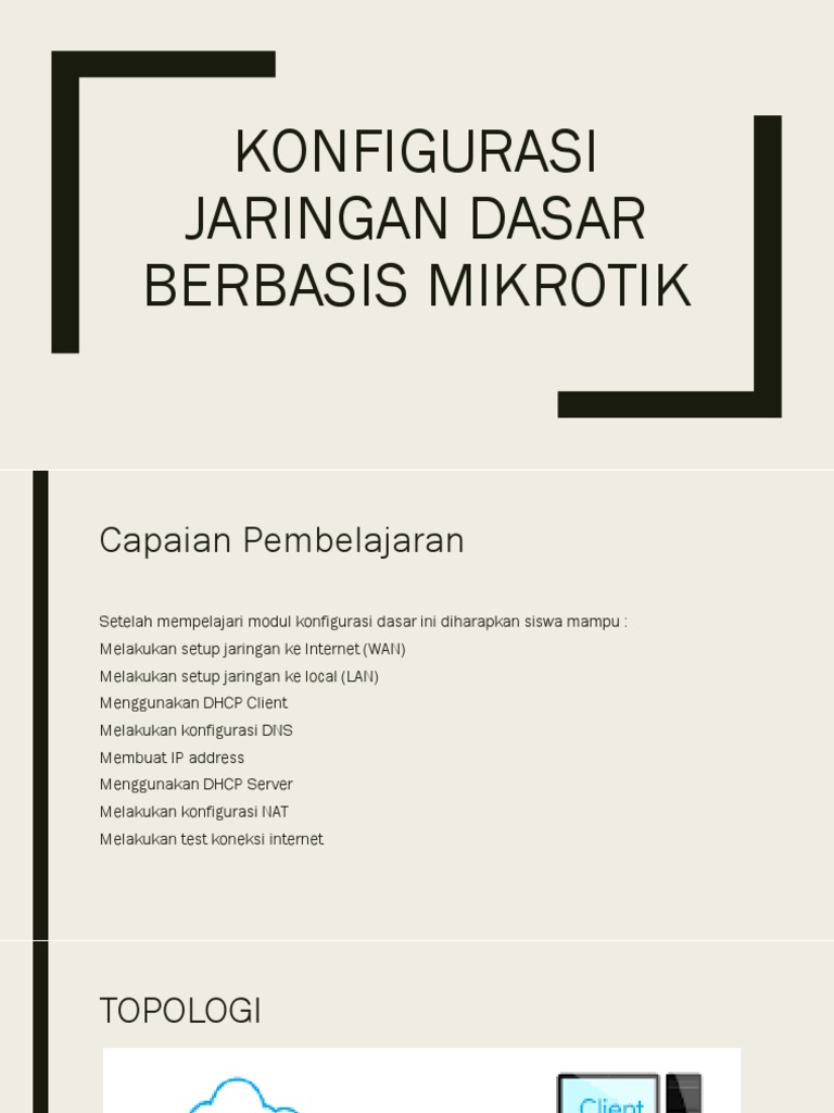 OPTIMASI JARINGAN DASAR MIKROTIK | PDF