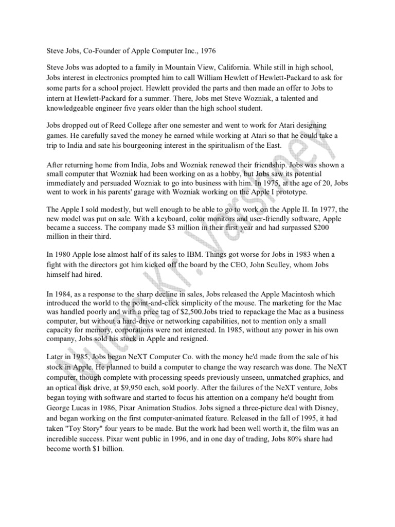 Success Story of Steve Jobs | PDF | Steve Jobs | Apple Inc.