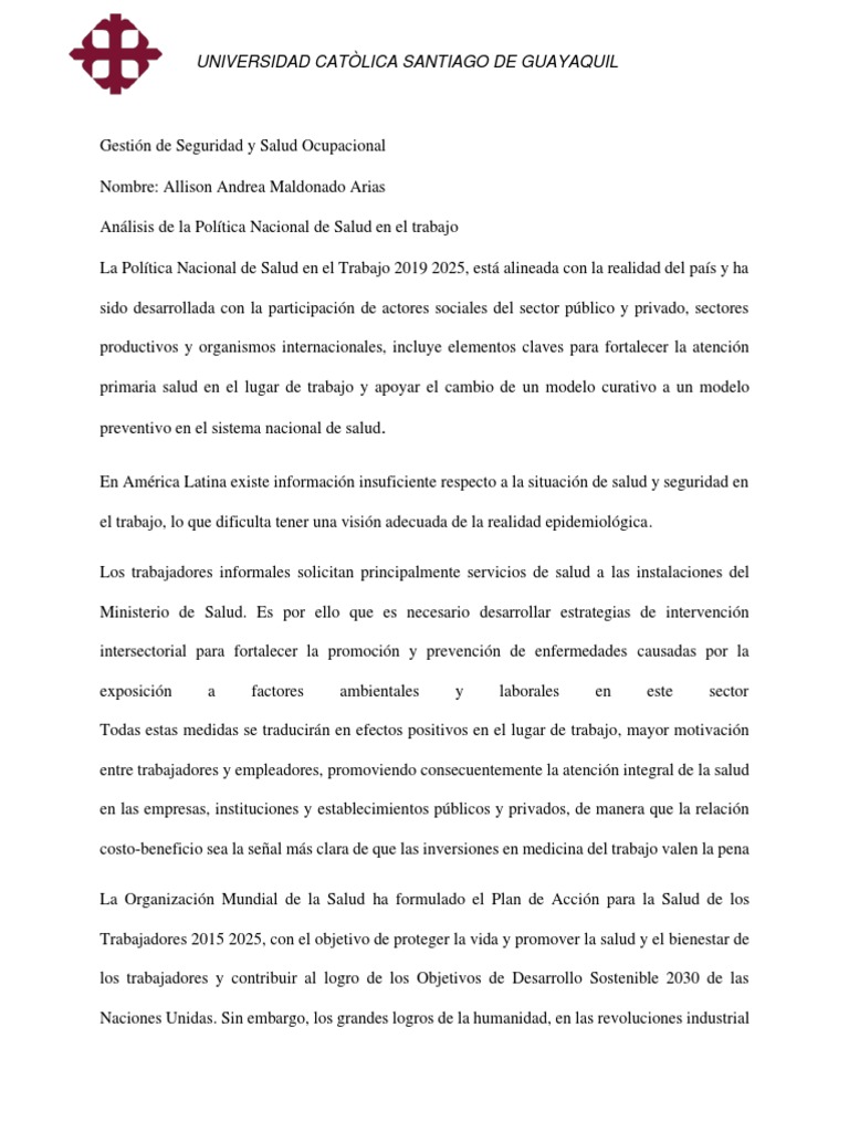 Gestión De Seguridad Y Salud Ocupacional Pdf Seguridad Y Salud