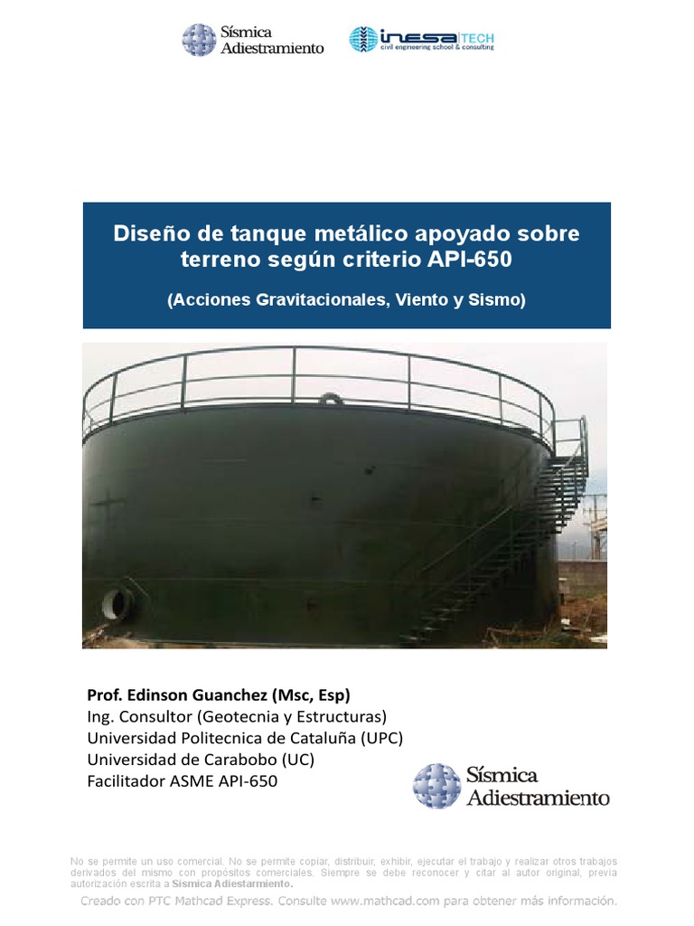 Diseño tanque metálico API-650 | PDF | Metrología | Cantidades fisicas
