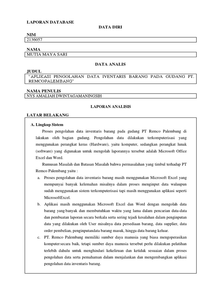 Format Uas Dbase Mutia Maya Sari 2136057 | PDF | Bisnis | Komputer