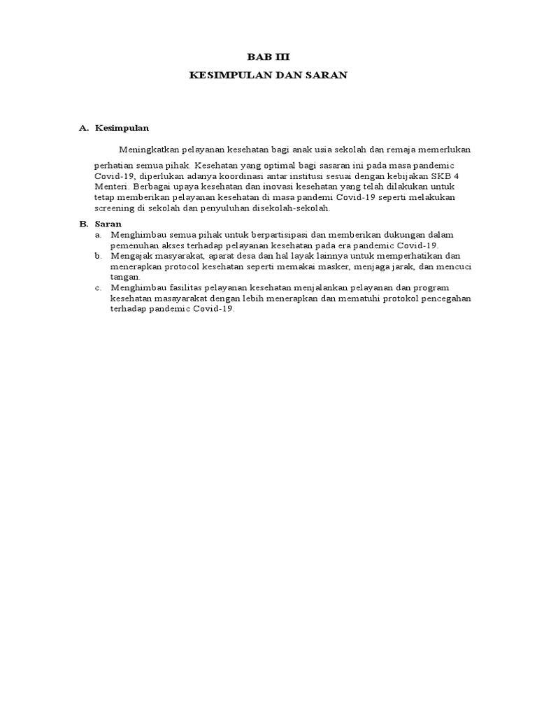 BAB III Kesimpulan Dan Saran Edit | PDF