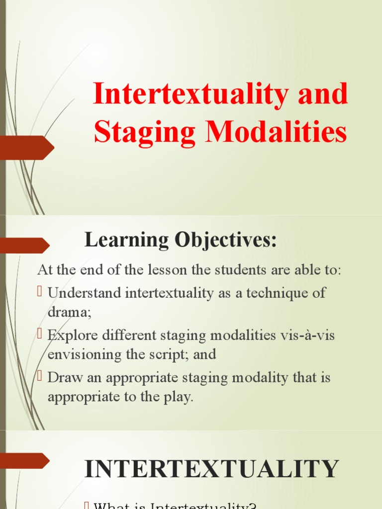 Intertextuality and Staging Modalities | PDF | Intertextuality