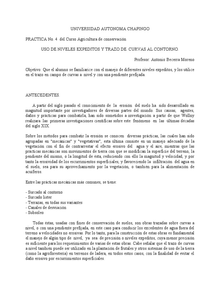Curvas A Nivel (Instr de Práctica) | PDF | Suelo | Agua