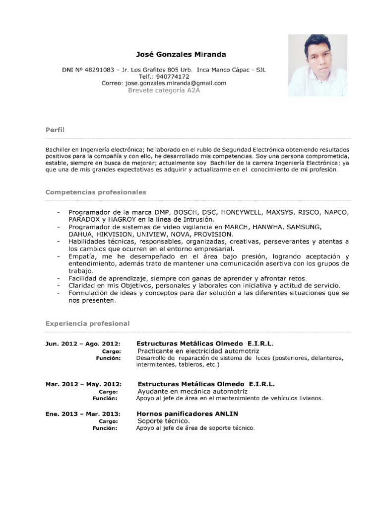 CV Jose Gonzales Mirand | PDF