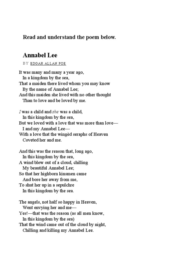 Annabel Lee. Poem | PDF