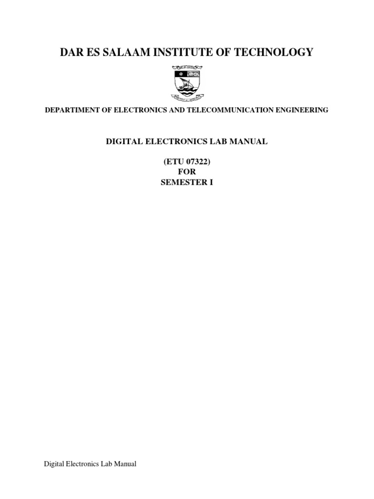 ETU 07322 - Digital Electronic Lab Manual | PDF | Logic Gate | Digital Electronics