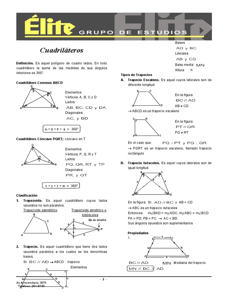 Cuadriláteros | PDF | Matemática Elemental | Geometría Elemental