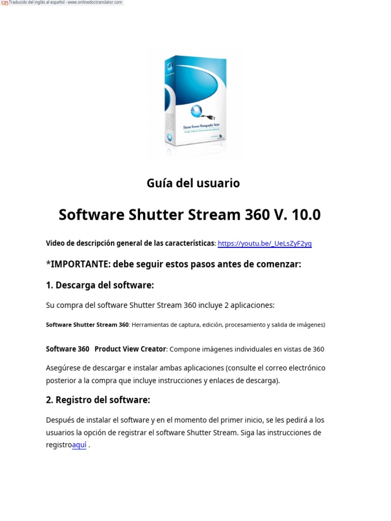 Shutter Stream 360 User Guide - En.es | PDF | Cámara | Exposición ...