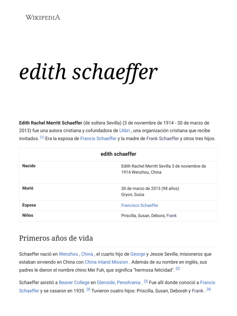 Edith Schaeffer - Wikipedia | PDF