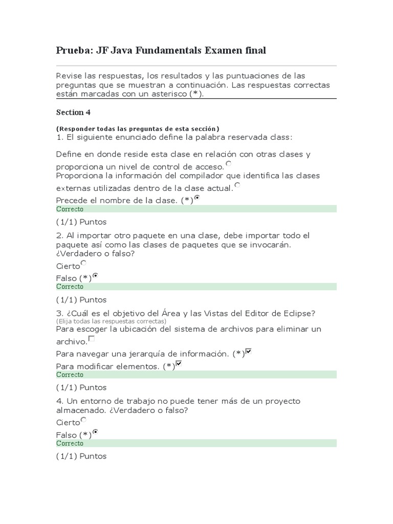 Examen Final Java: Respuestas y Puntuaciones | PDF | Herencia (Programación Orientada a Objetos ...
