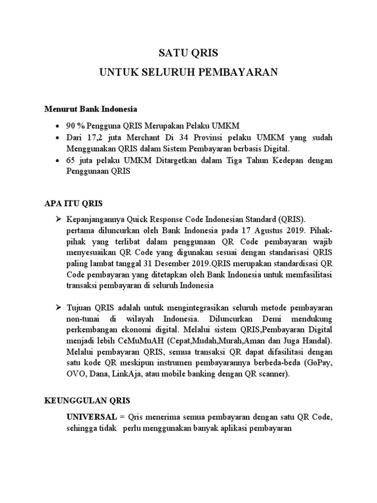Deskripsi QRIS | PDF | Pengelolaan Keuangan & Uang | Teknologi & Rekayasa