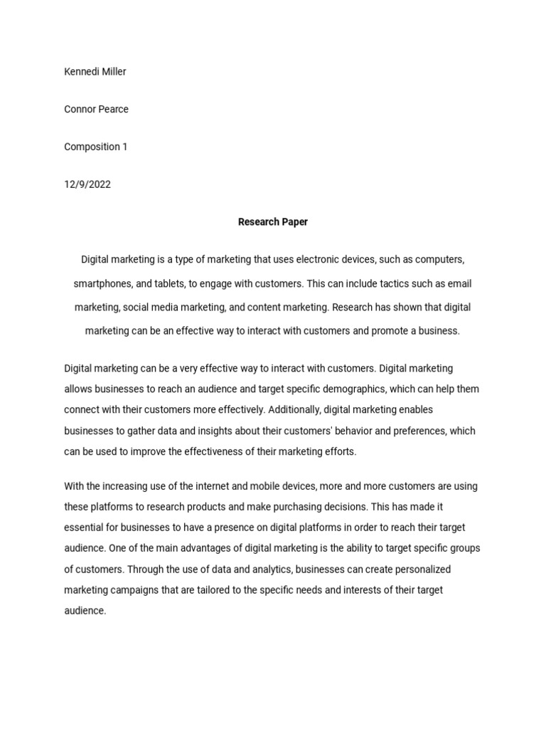 Research Question Paper | Download Free PDF | Digital Marketing | Marketing