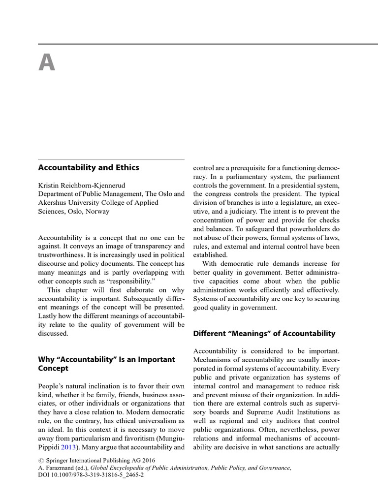 Accountability and Ethics 2016 | PDF | Accountability | Governance