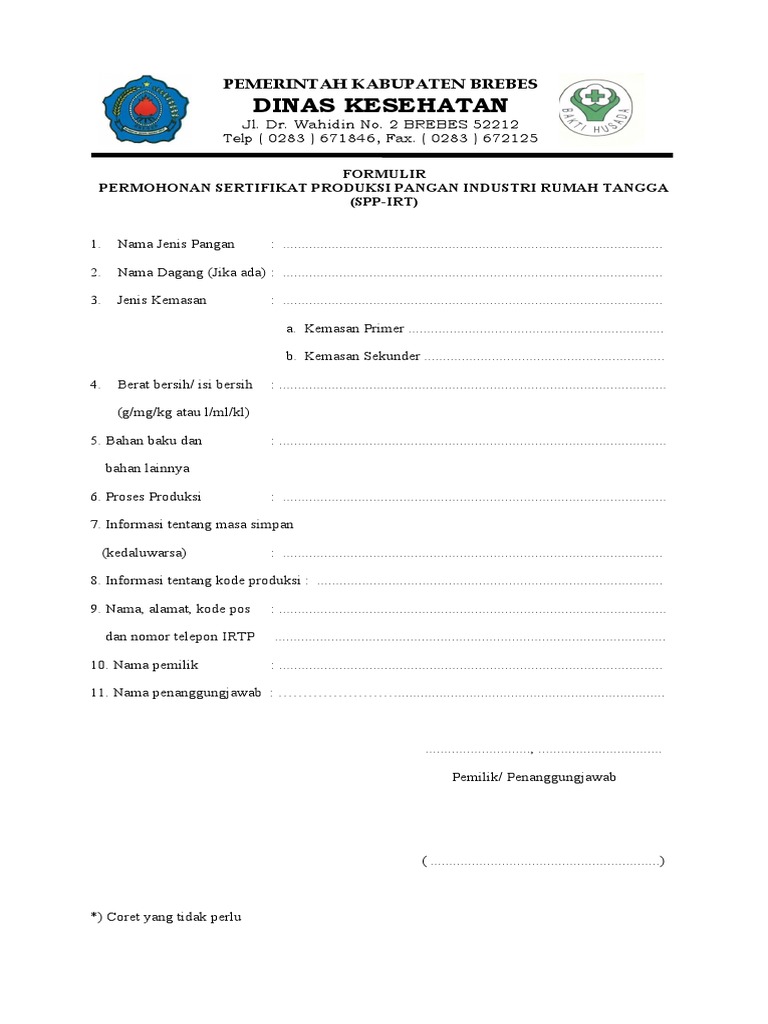 SPP-IRT Formulir Permohonan | PDF