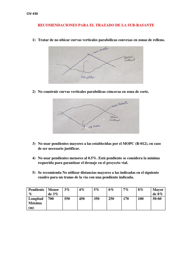Recomendaciones para El Trazado de La Sub-Rasante | PDF