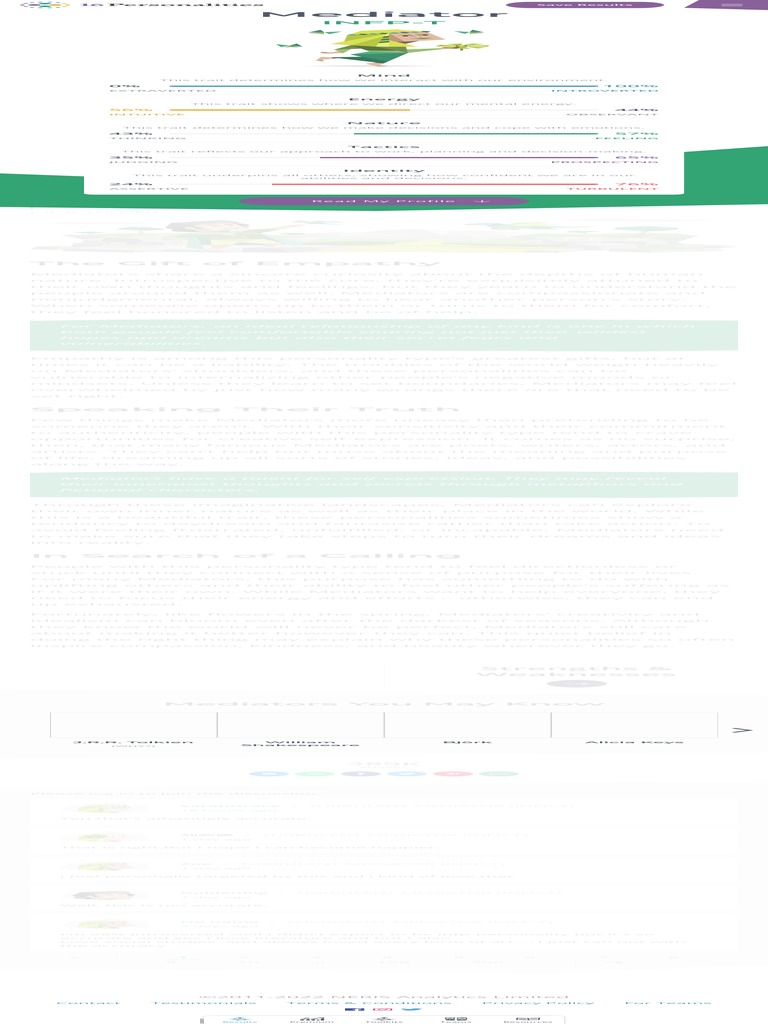 Introduction Mediator (INFP) Personality 16personalities | PDF