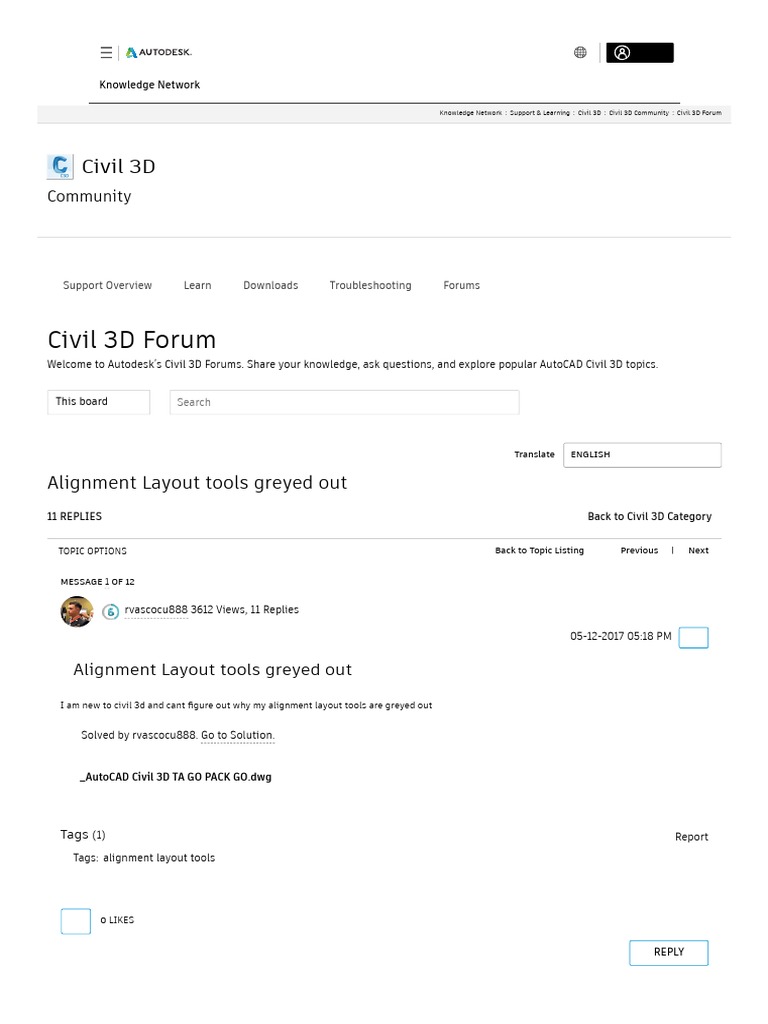 Solved - Alignment Layout Tools Greyed Out - Autodesk Community - Civil ...