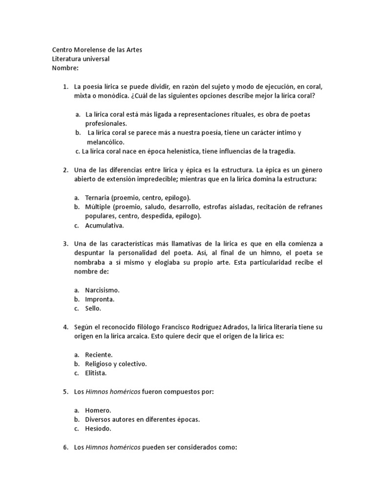 EXAMEN | PDF | Poesía lírica | Poesía