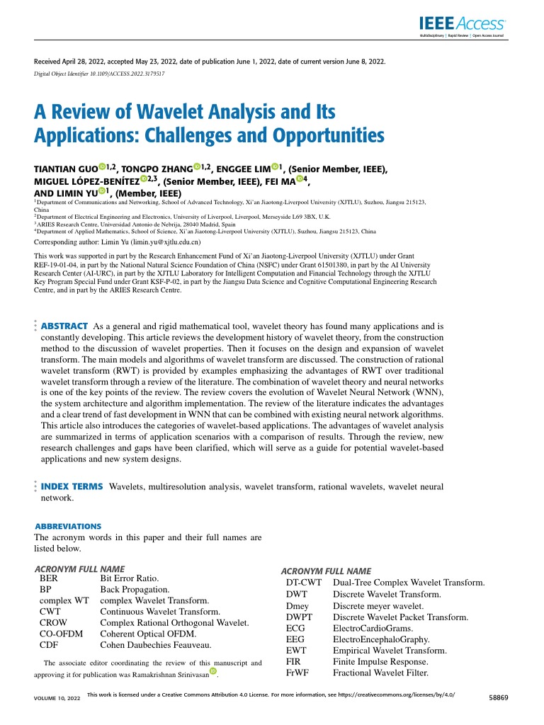 A Review Of Wavelet Analysis And Its Applications Challenges And