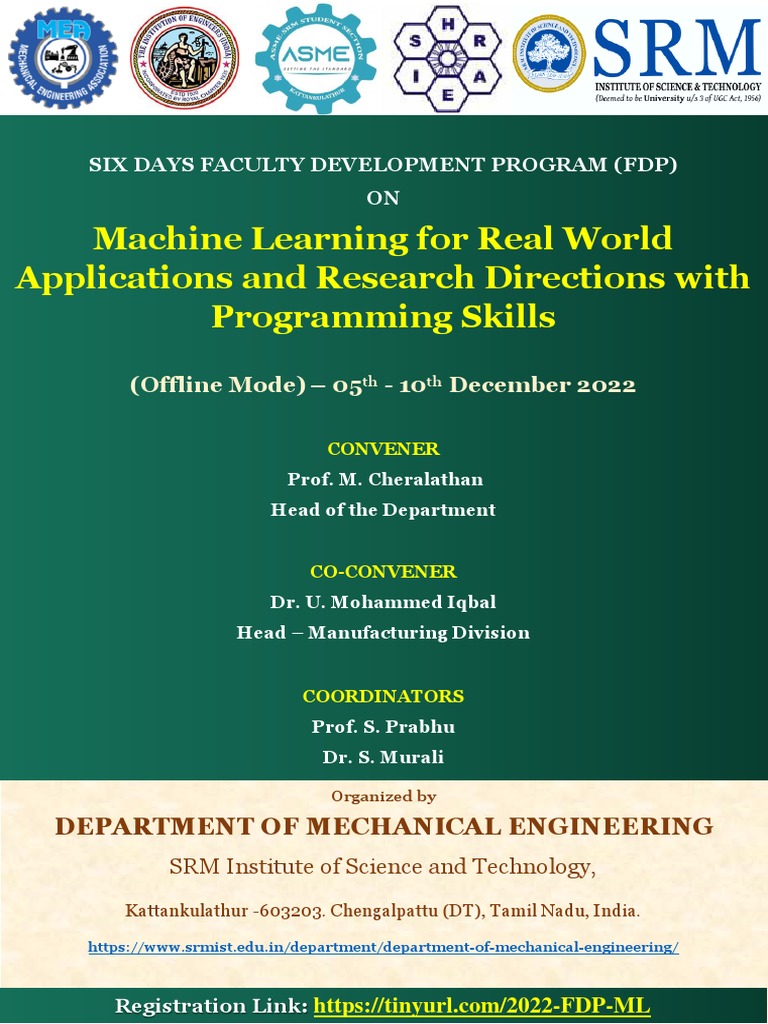 Machine Learning Applications-FDP-Updated Speaker | PDF | Machine Learning | Learning