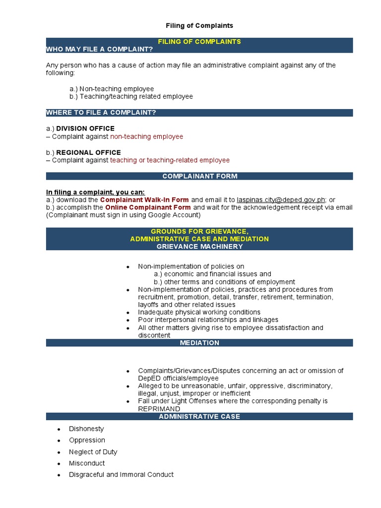 Filing of Complaints Deped | PDF | Loans | Employment