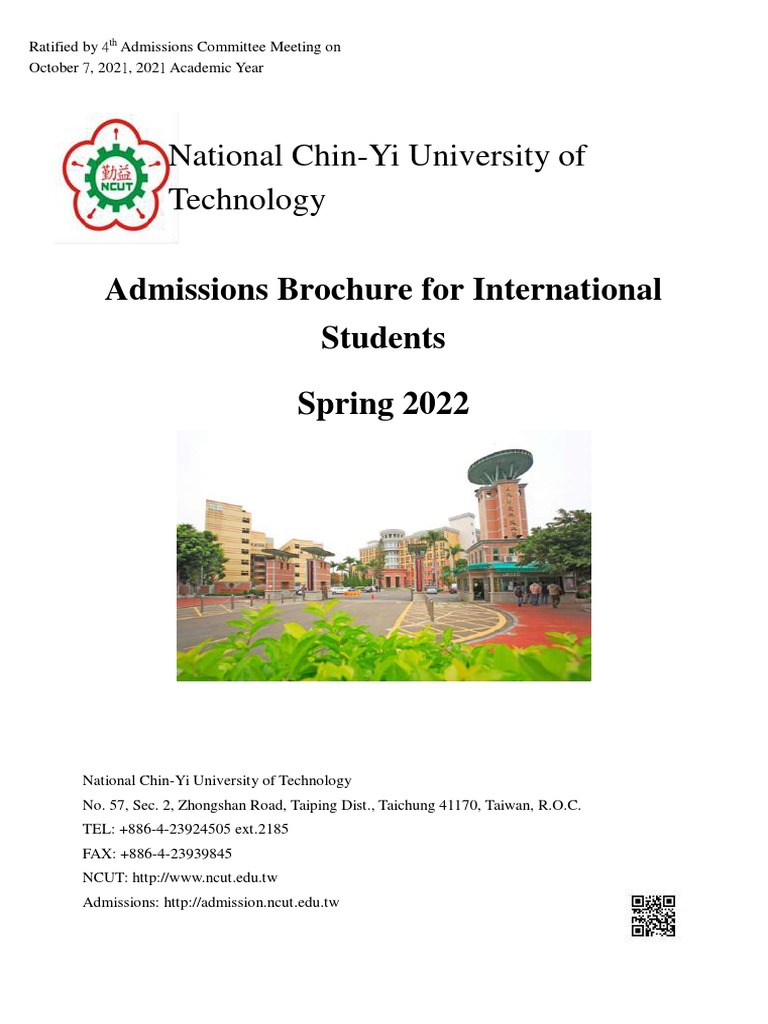 National Chin-Yi University of Technology: Admissions Brochure For ...