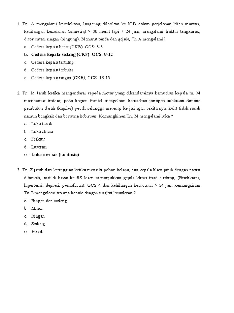 Soal KGD Trauma | PDF | Kesehatan Holistik