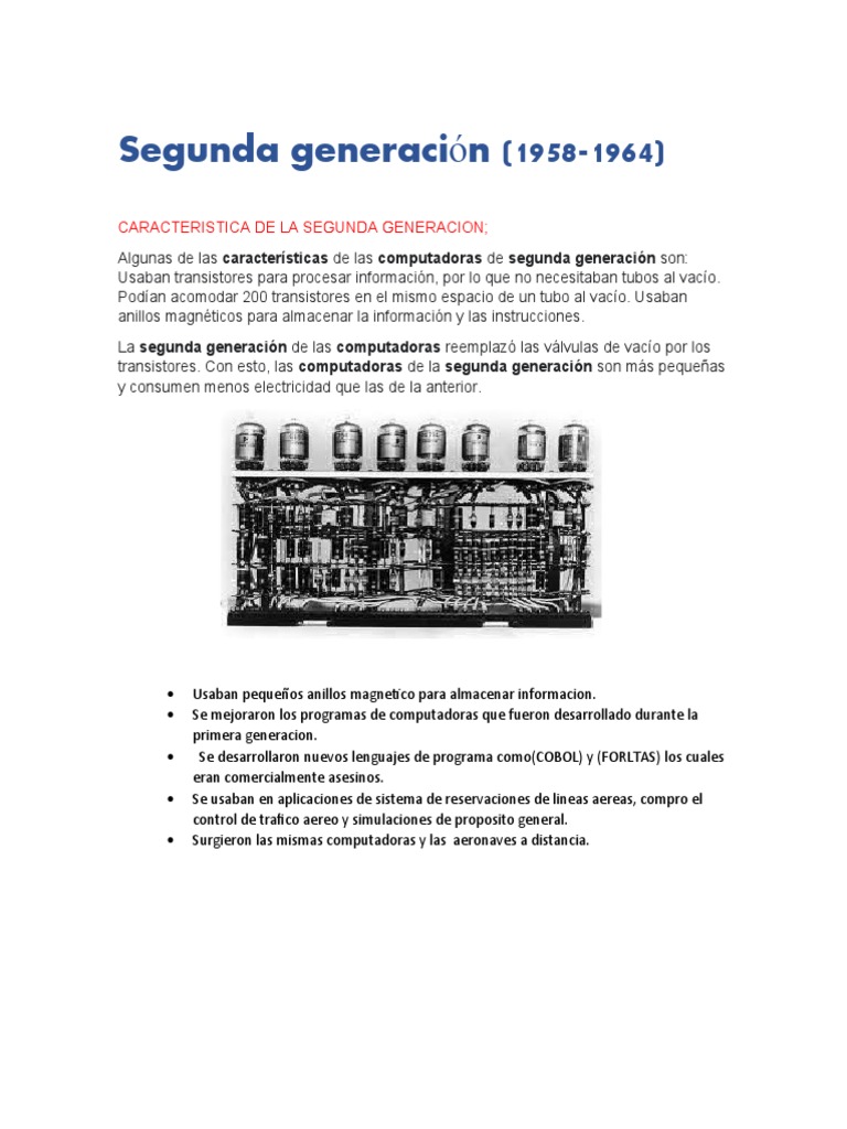 Características de la Segunda Generación | PDF