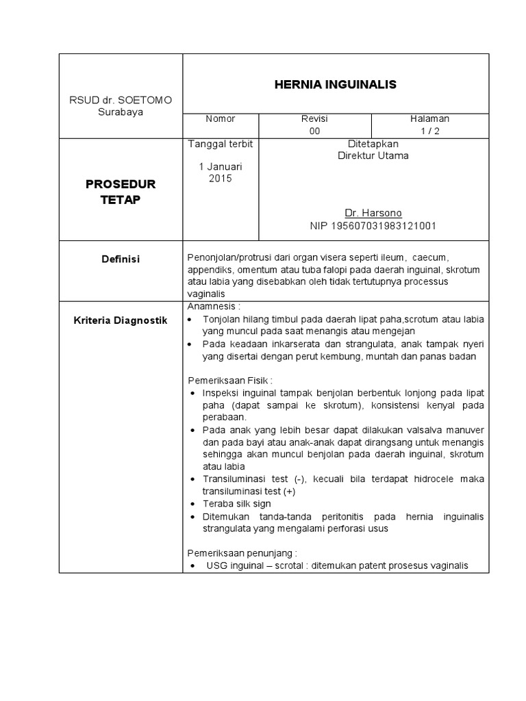 Penanganan Hernia Inguinalis di RSUD Soetomo | PDF