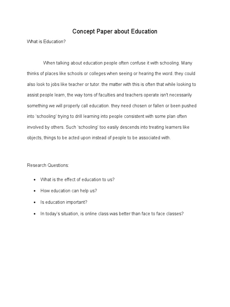 Concept Paper About Education | PDF | Well Being | Cognition