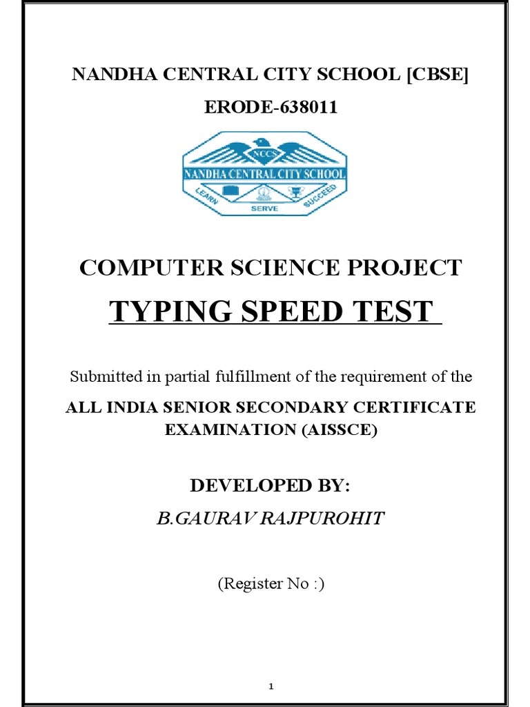 Class 12 Python Project Typing | PDF | Computing | Computer Science Class 12 Python Project Typing | PDF | Computing | Computer Science