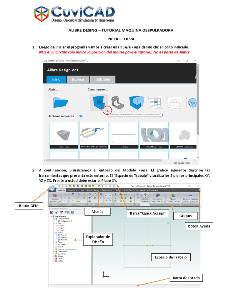 Tutorial 01 - Diseño de Tolva - Alibre Design | PDF | Ventana (informática) | Dibujo