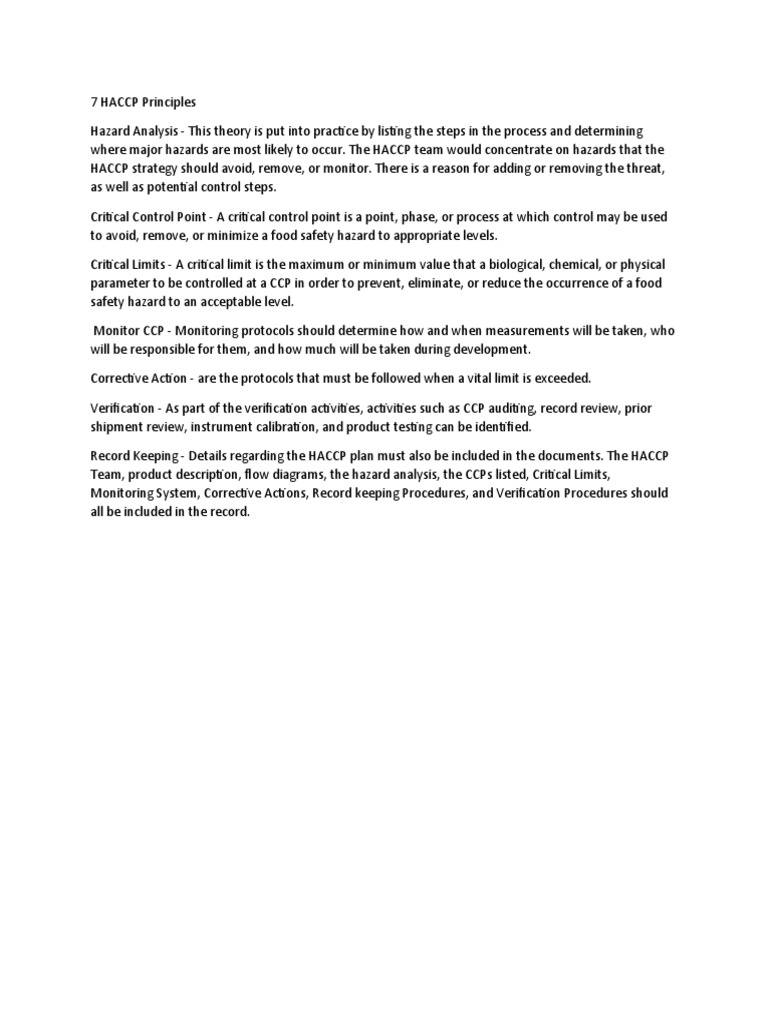 HACCP Principles Overview | PDF