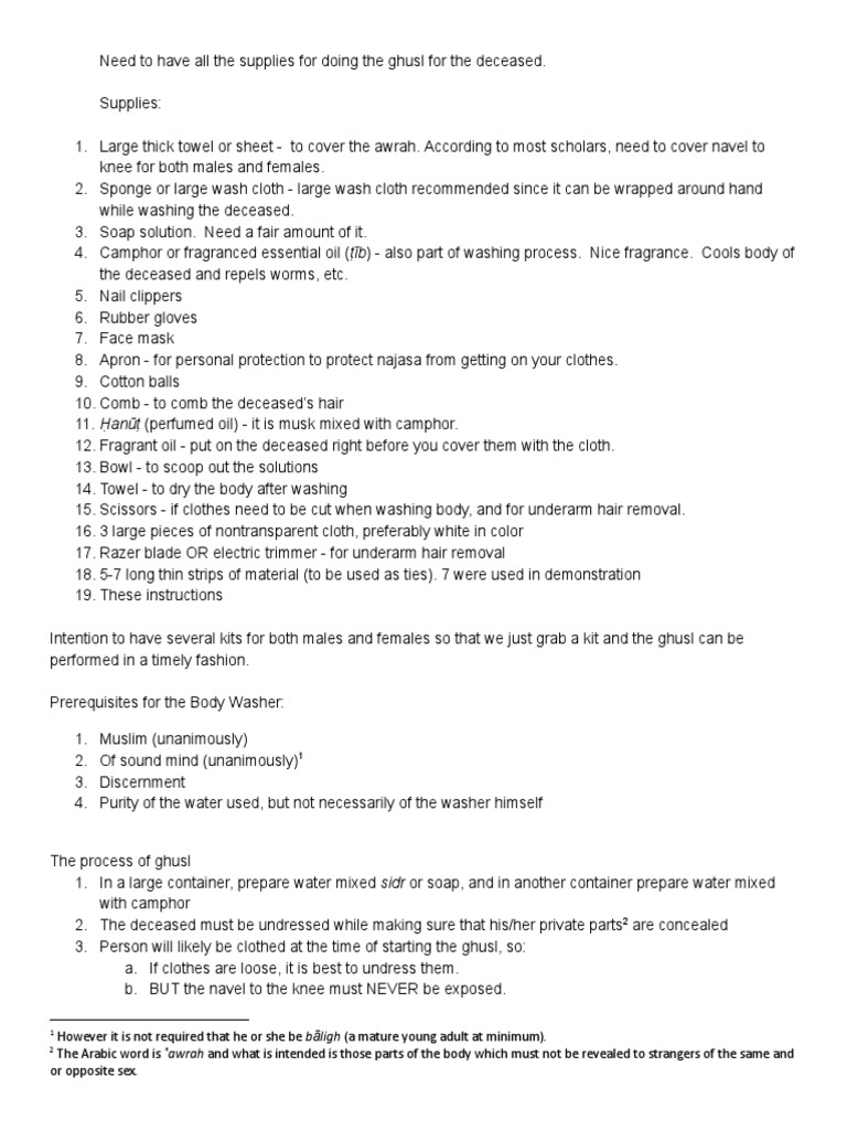 How To Perform The Ghusl Janazah Workshop | PDF | Clothing | Washing ...