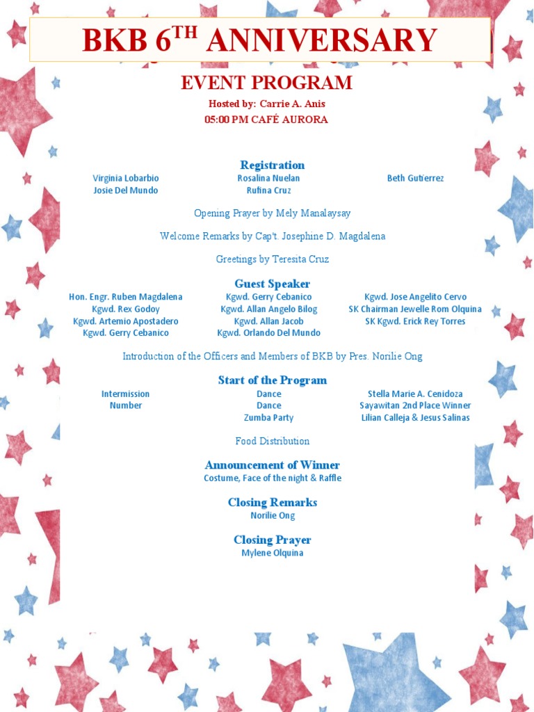 BKB 6th Anniversary Event Program | PDF