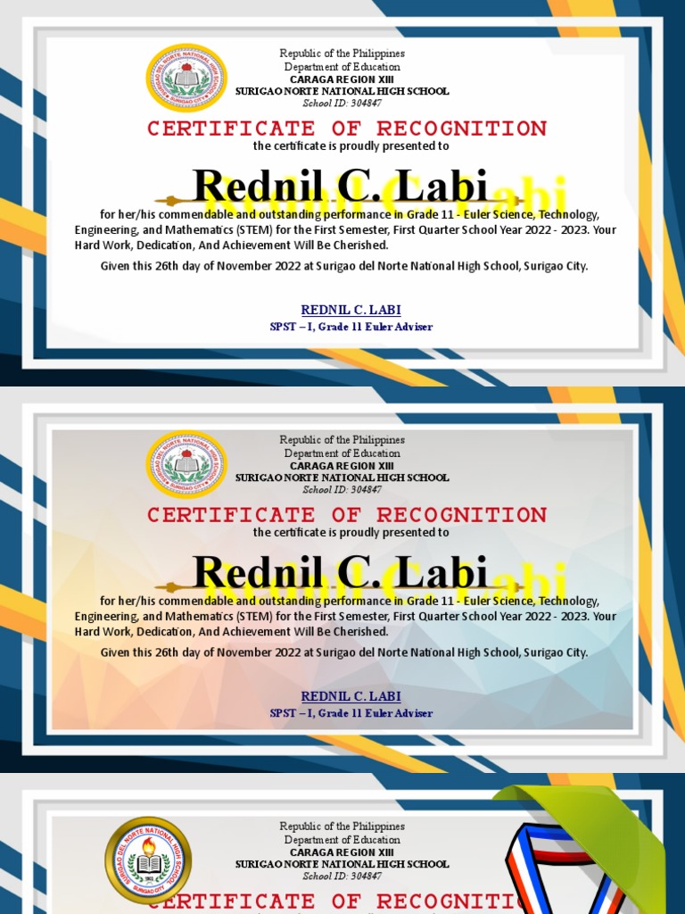 Recognizing Academic Excellence: Certificate of Recognition Awarded to ...