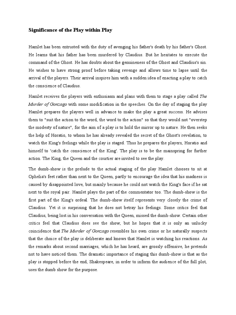 Significance of Play Within Play | PDF | Hamlet