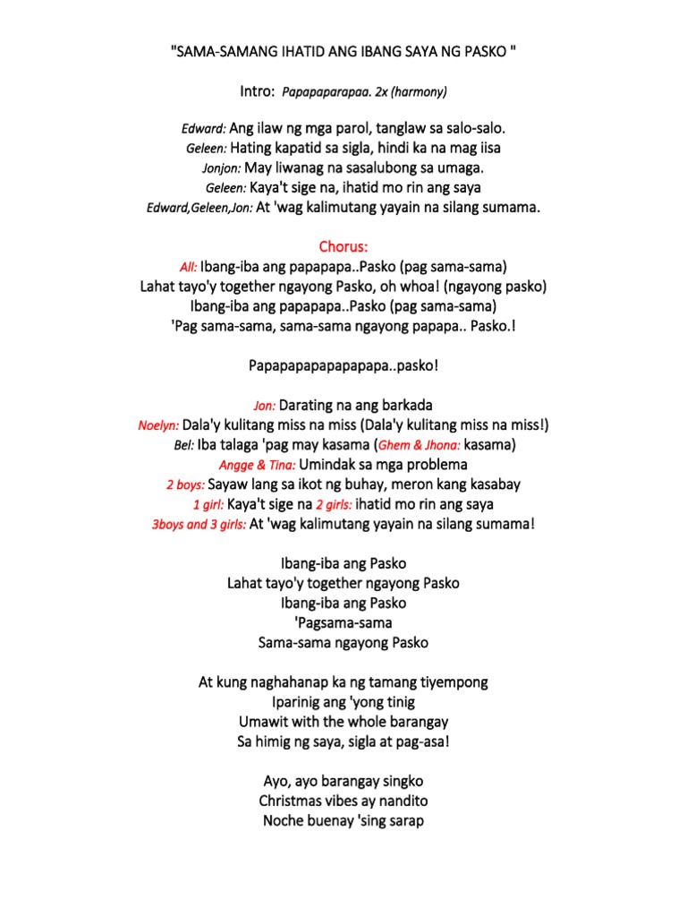 Sama Samang Ihatid Ang Ibang Saya NG Pasko | PDF