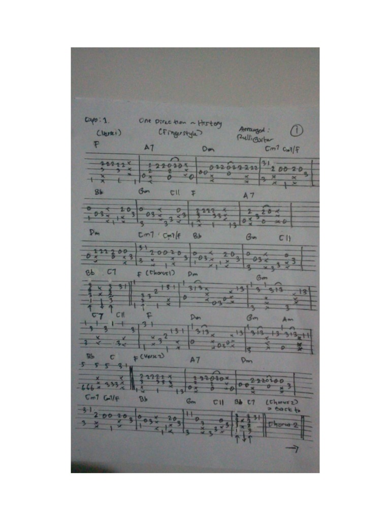 One Direction History Fingerstyle Tabs | PDF