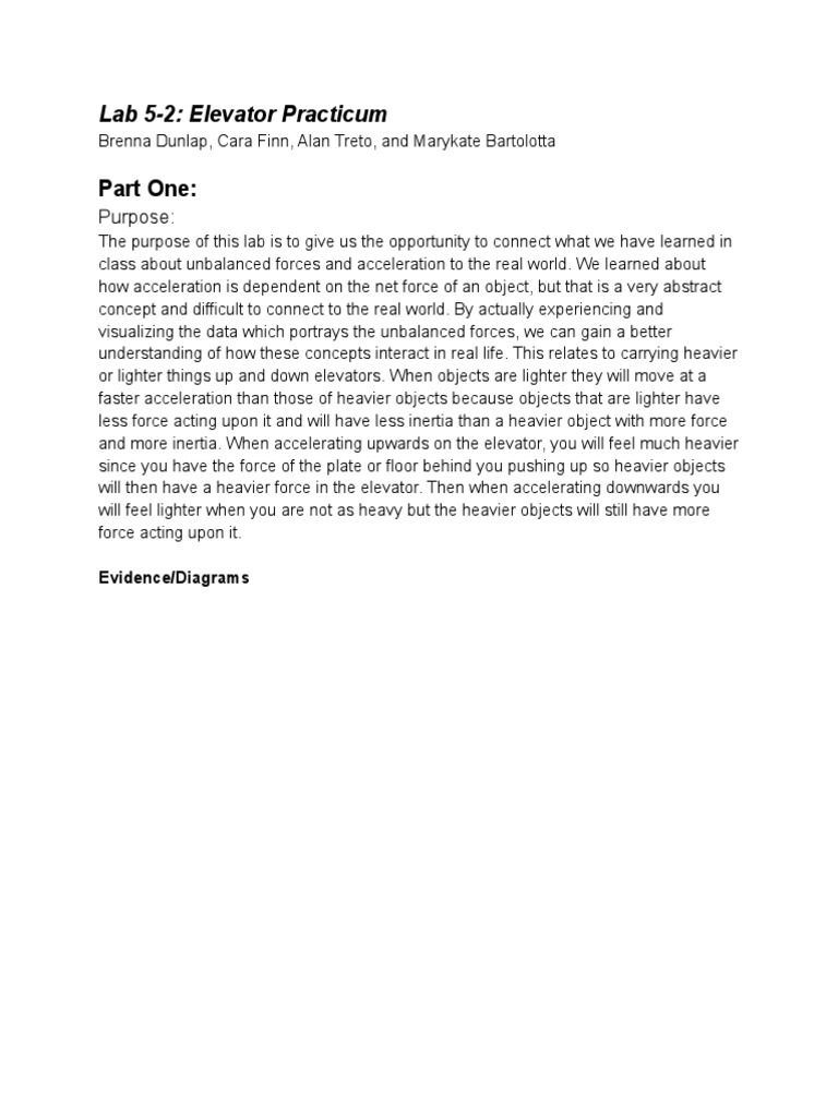 Lab 5-2 Elevator Practicum | PDF | Force | Velocity