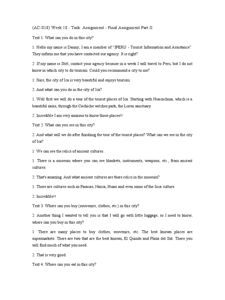 (AC-S18) Week 18 - Task: Assignment - Final Assignment Part II | PDF | Tourism