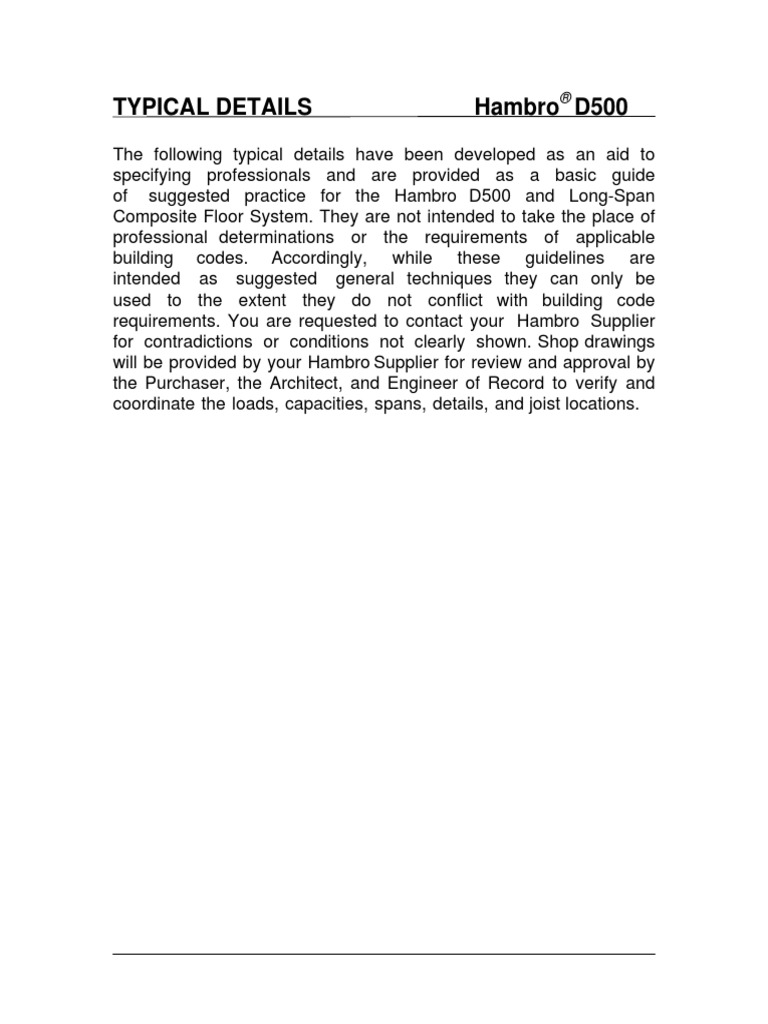 Hambro Joist Typical Details | PDF | Framing (Construction) | Beam ...